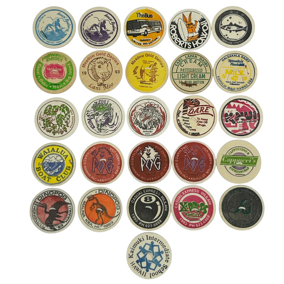Unbranded | Games | Lot Of 26 Hawaii Milk Caps Pogs Vintage 9s Hawaiian ...